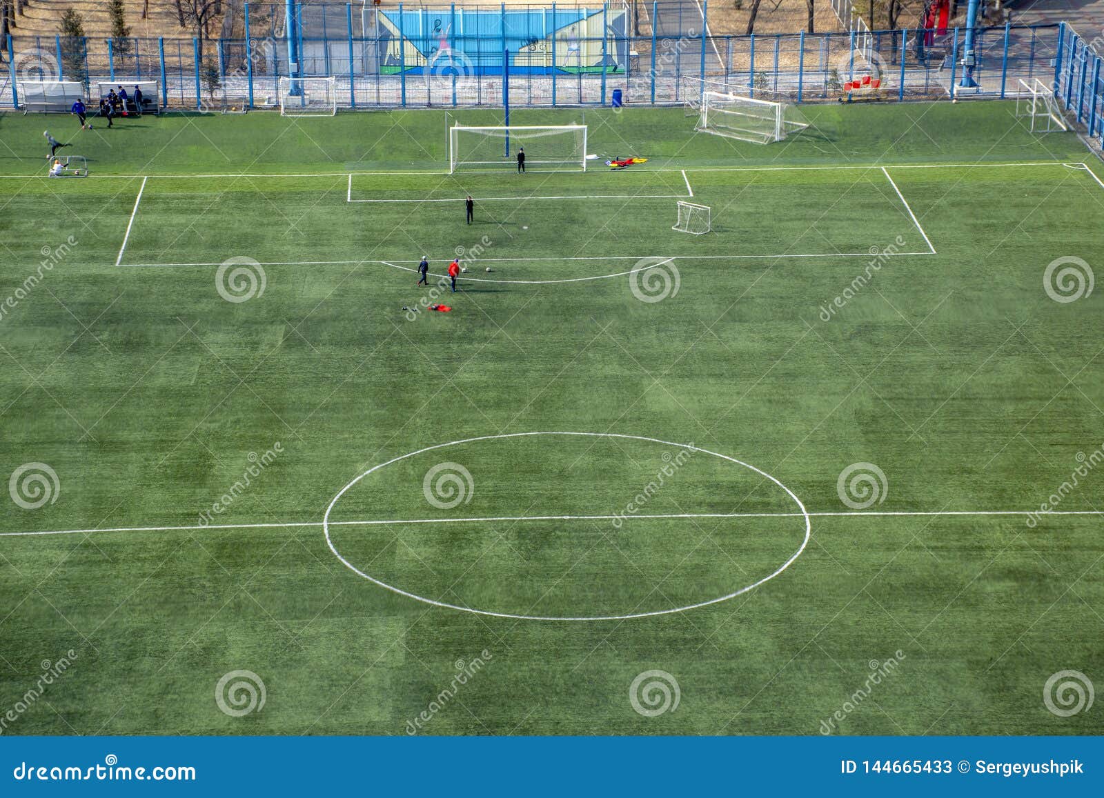 Football Field. the Training of Athletes Stock Image - Image of ...