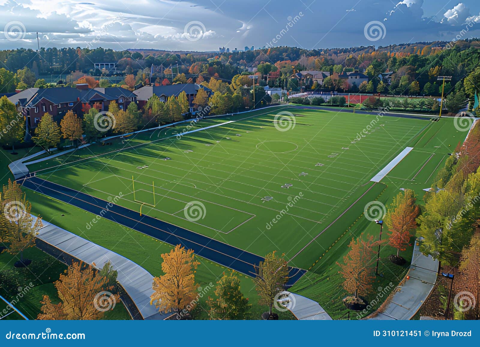 Football Field View from Above on the Sunset Stock Illustration ...