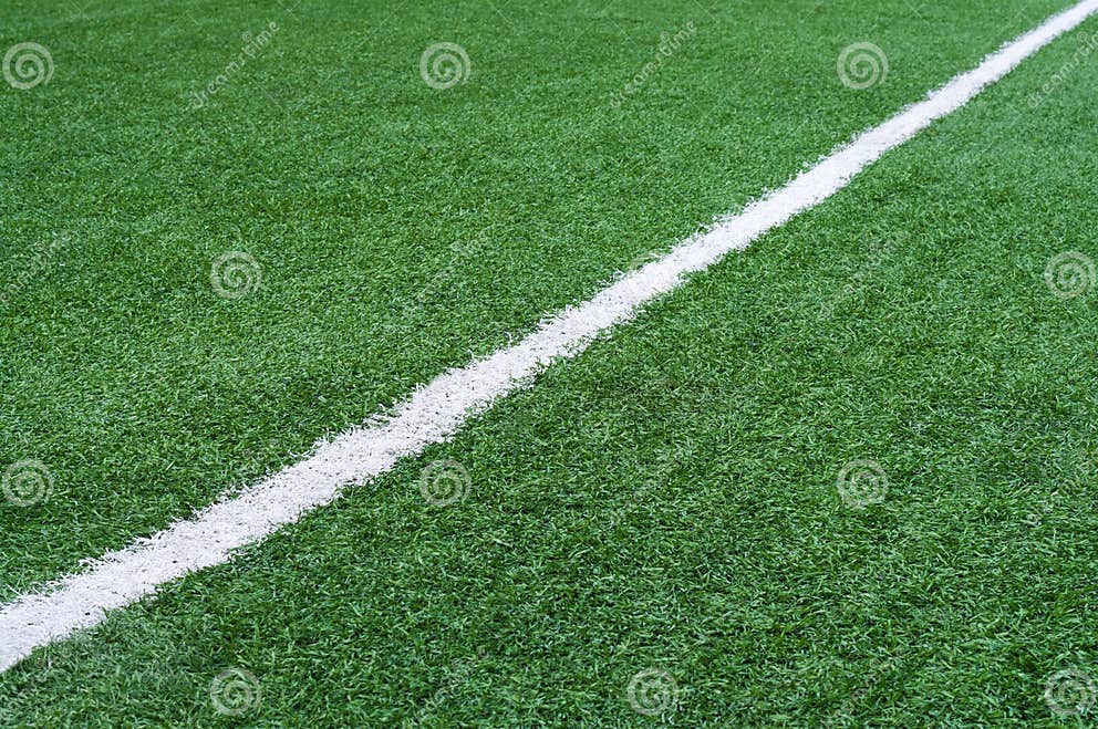 Football Field with White Stripe. Stock Image - Image of ground ...