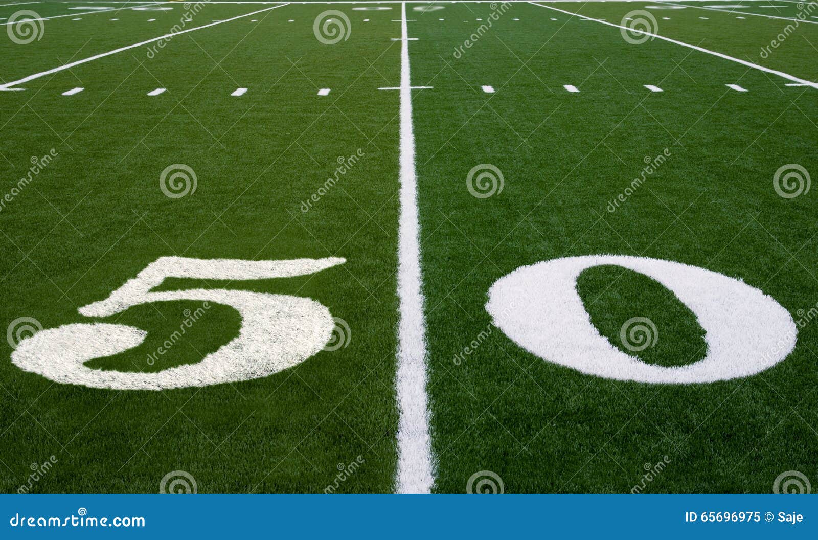 Football Field 50 Yard Line Stock Image - Image of grass, sport: 65696975