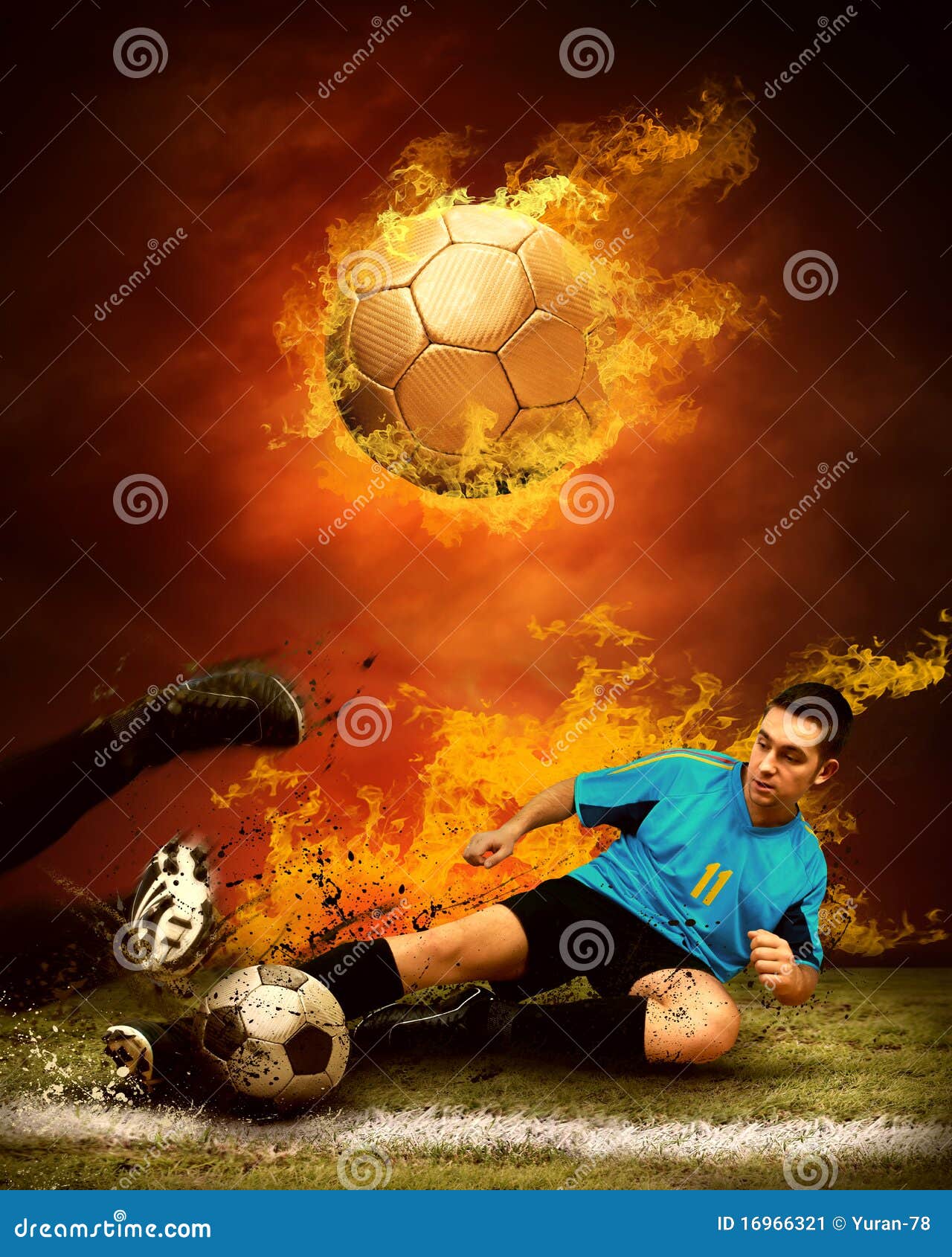 Football in fire stock image. Image of fire, game, nature - 16966321