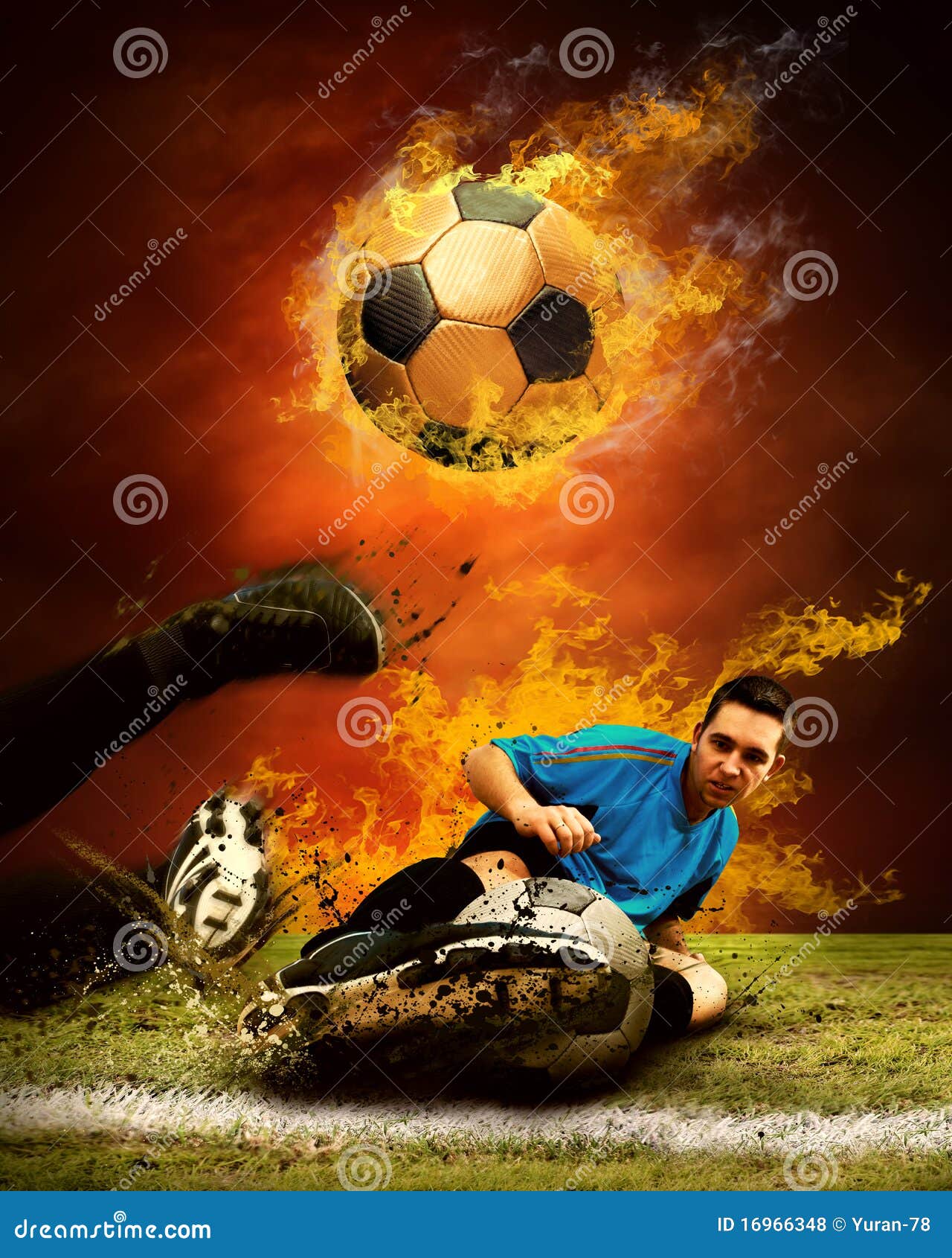 Football in fire stock photo. Image of competitive, playground - 16966348