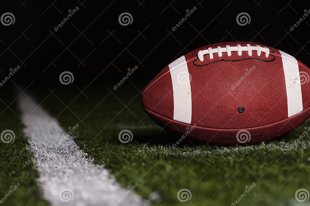 Football on the First Down Line Stock Image - Image of night, details ...