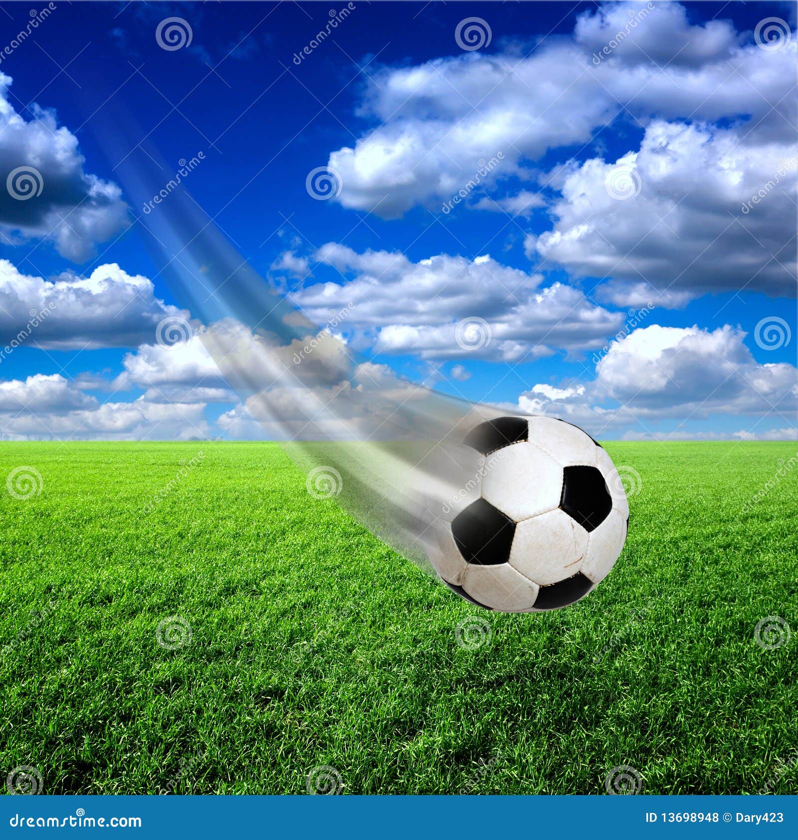 Football in flight stock photo. Image of meadow, smokey - 13698948