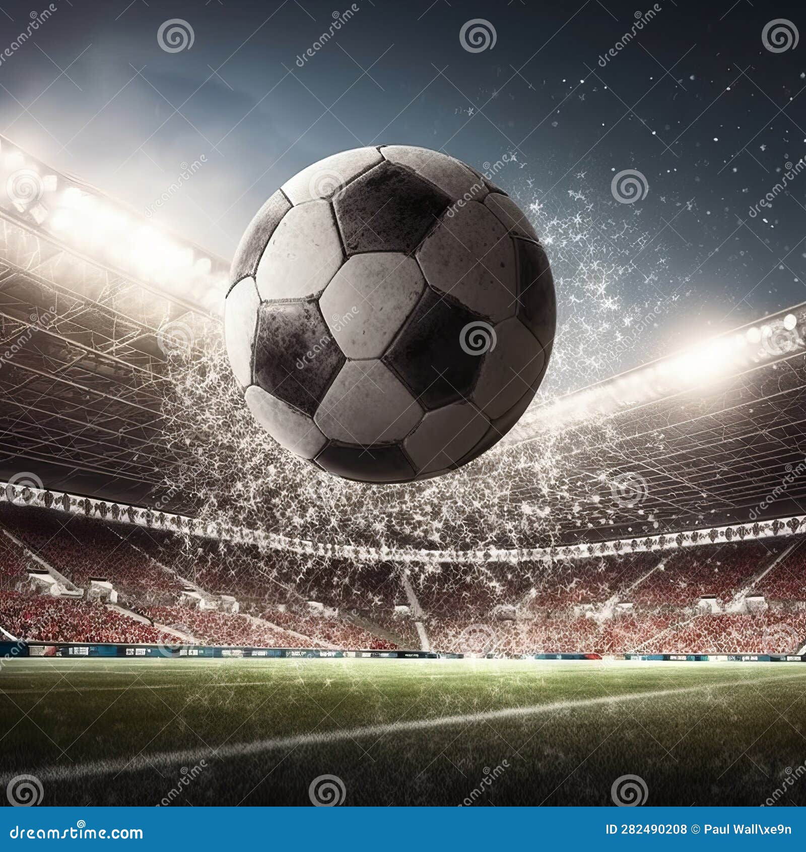 Football in Focus with Diffuse Background of a Stadium. Stock ...