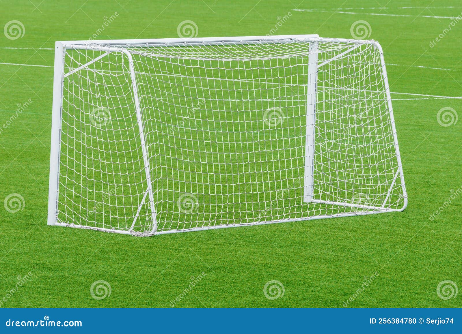 Football Gate on the Green Field Stock Photo - Image of arena, youth ...