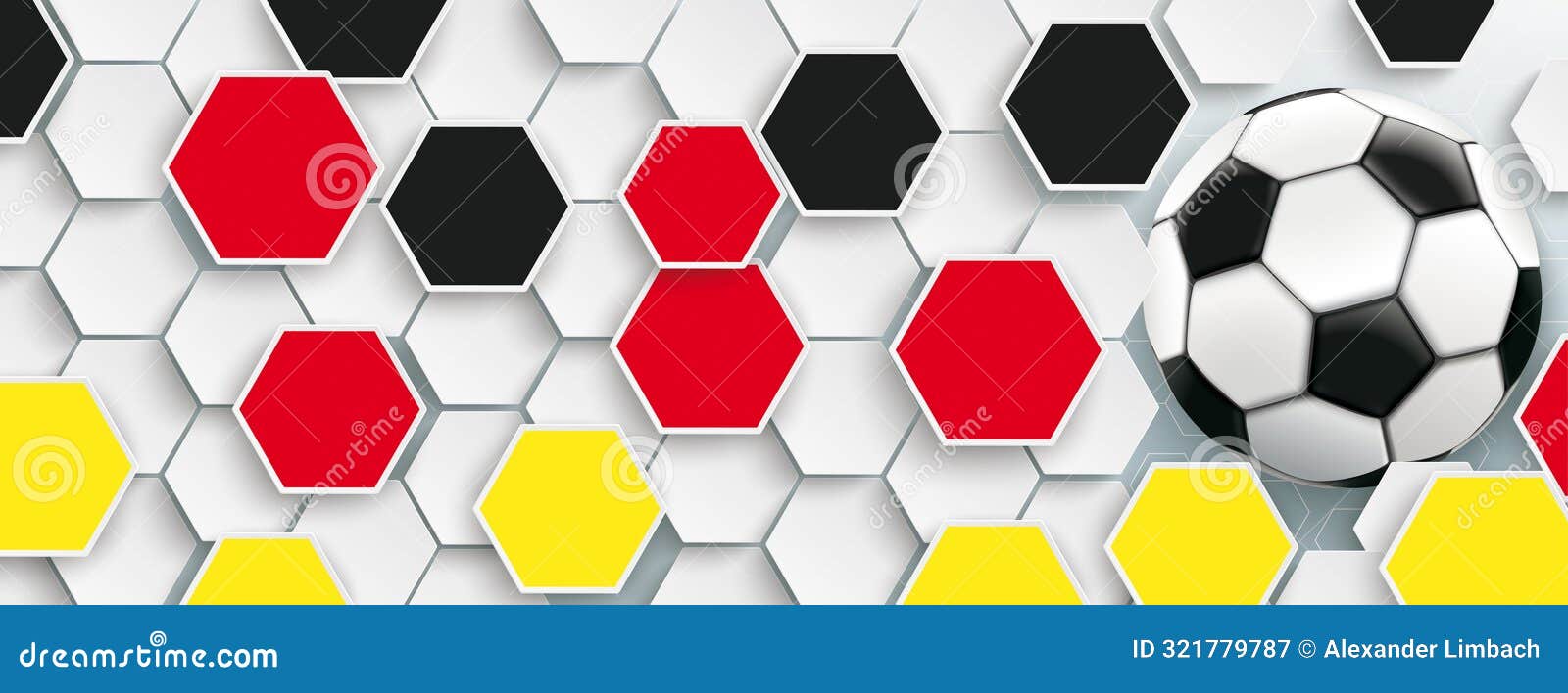 Football German Hexagon Structure Left Grey Edge Header Stock Vector ...