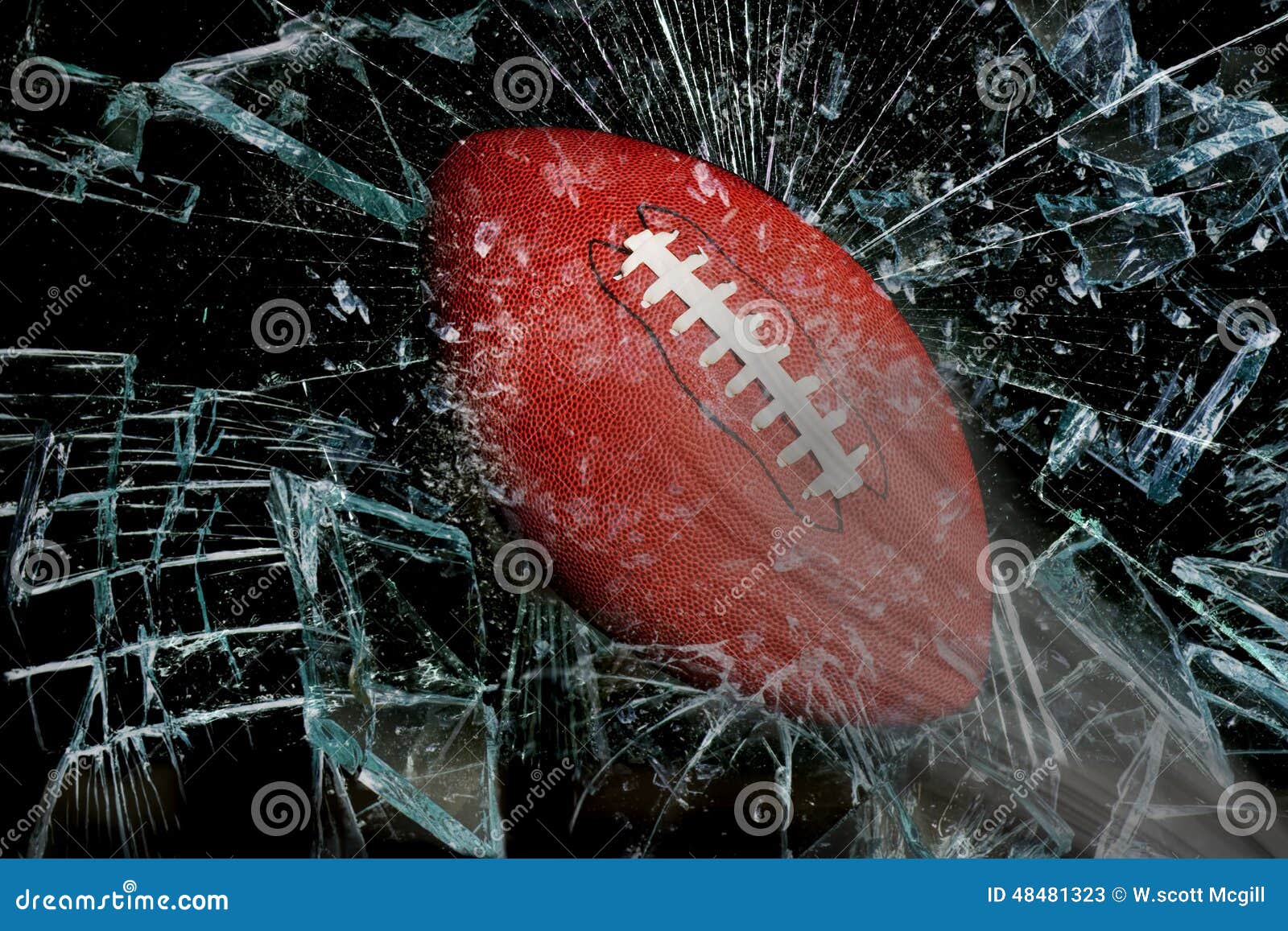 Football through glass. stock image. Image of fracture - 48481323