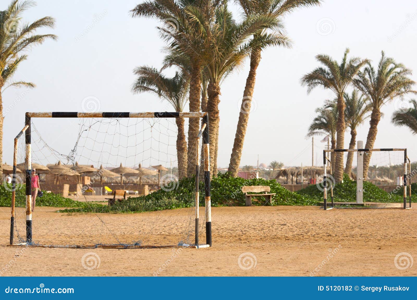 Football goal on a beach stock photo. Image of sand, pursuit - 5120182