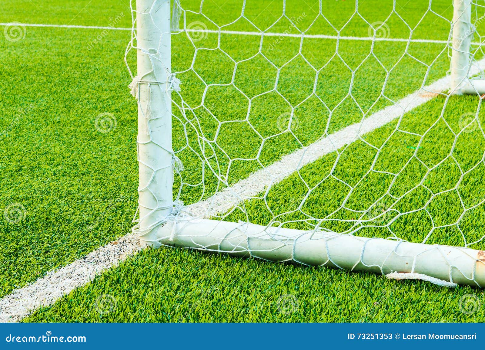Football Goal Line with Field Artificial Grass. Stock Image - Image of ...