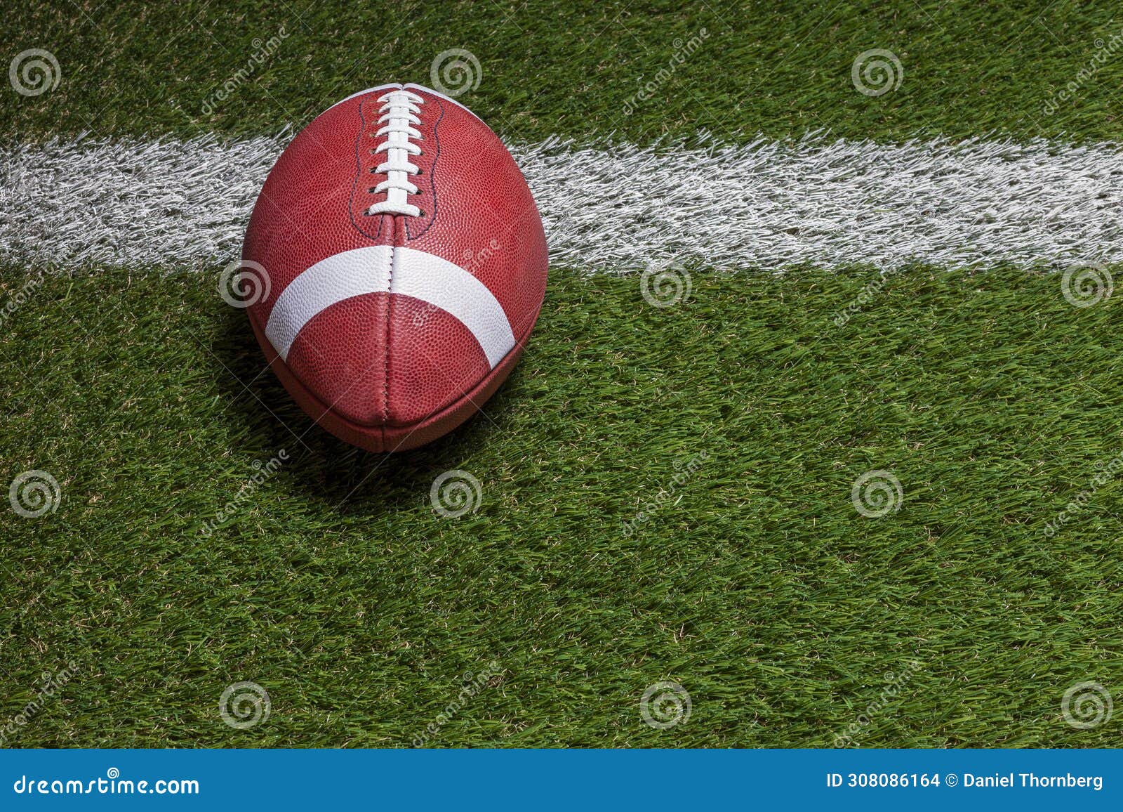 Football at the Goal Line on a Grass Field High Angle View Stock Photo ...