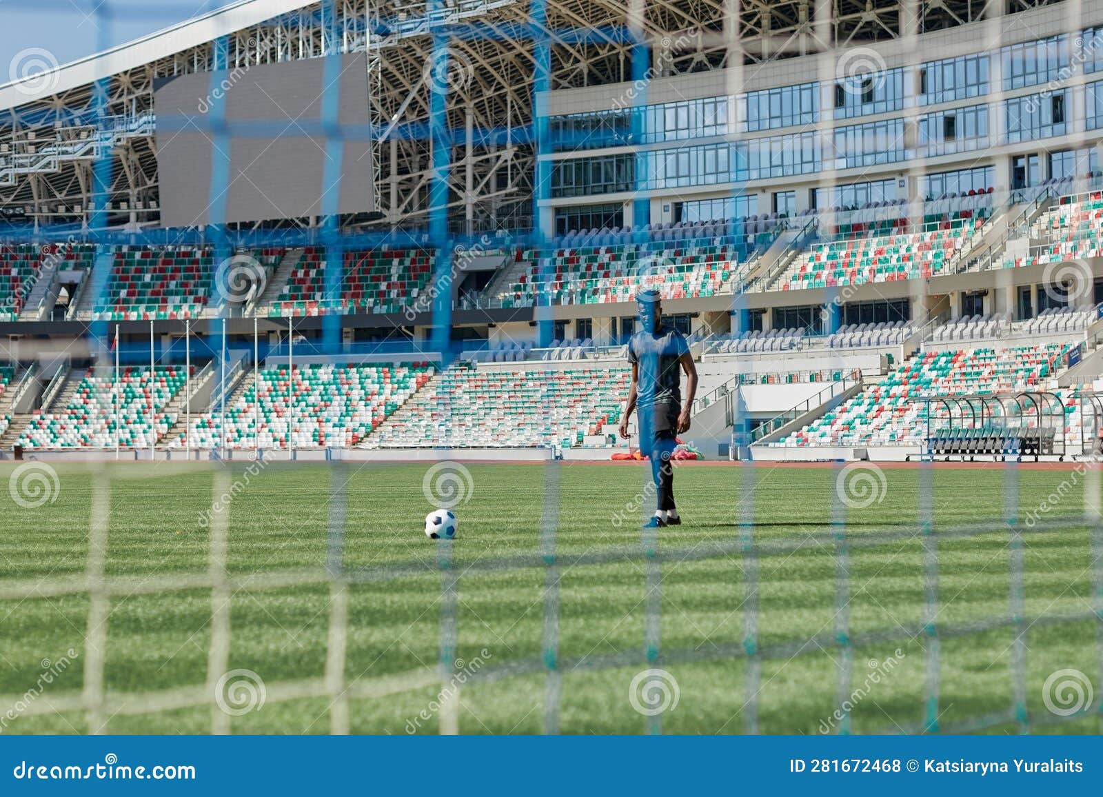 Football Goal Post with Net, Back View. Stock Photo - Image of winning ...