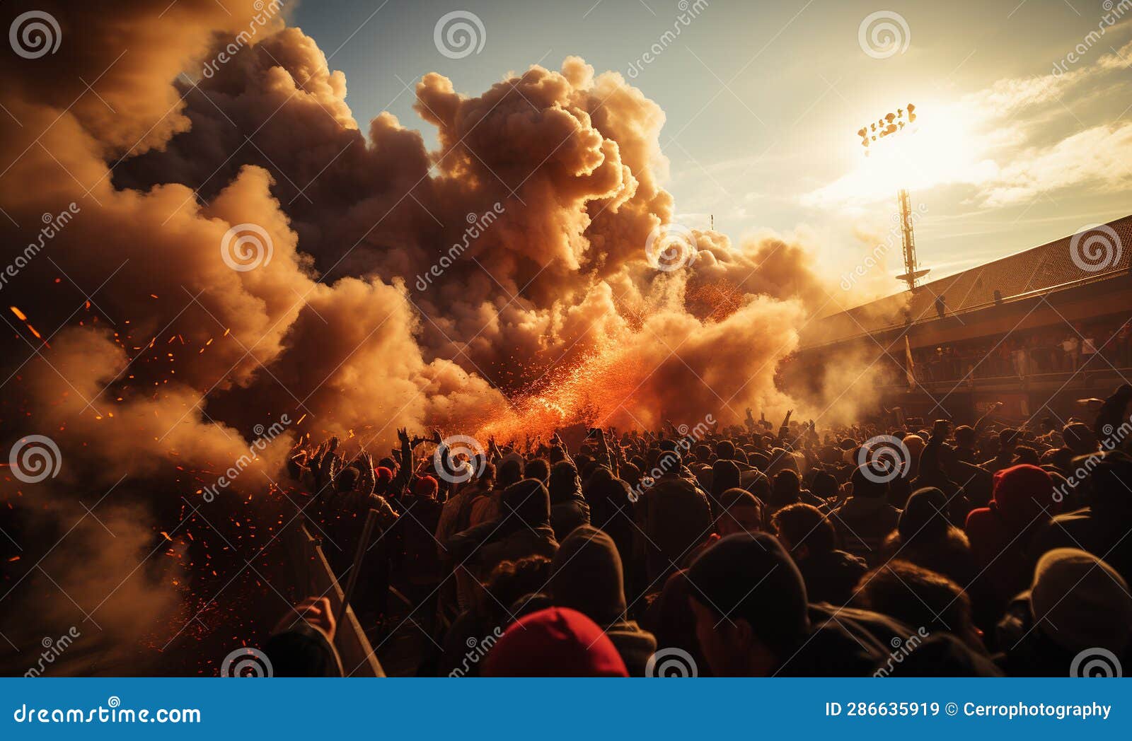 Football Hooligans In Game Aggressive Soccer Fans Shouting And Booing