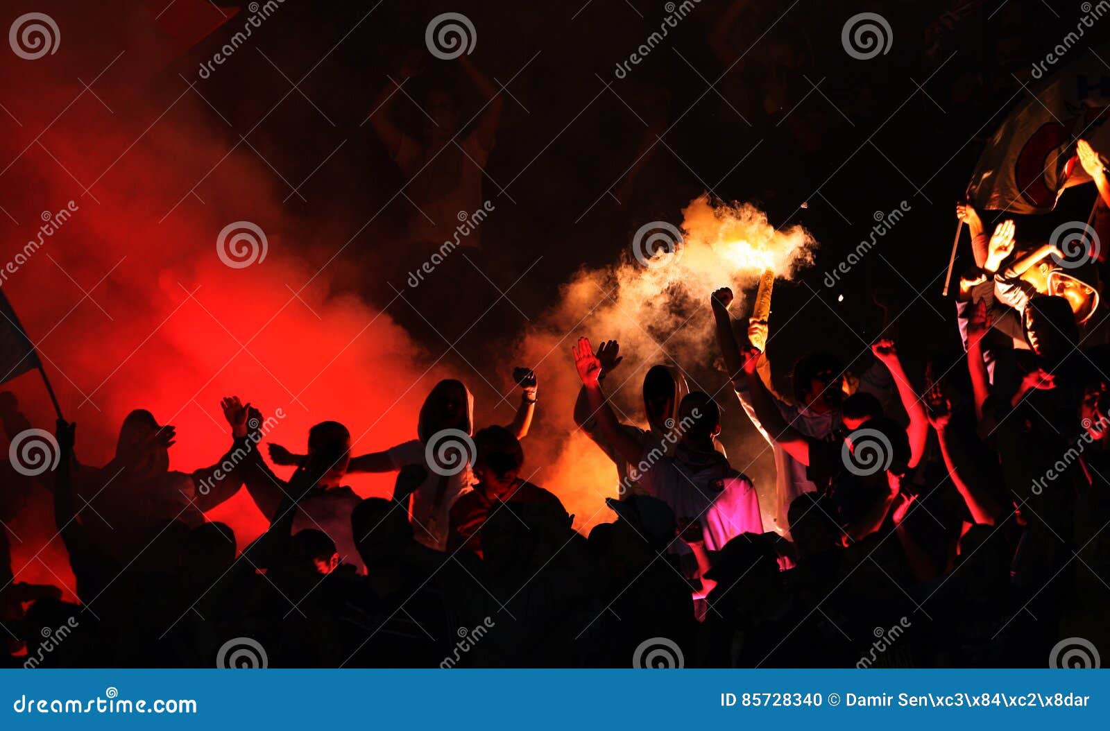 Football hooligans stock photo. Image of flag, silhouette - 85728340