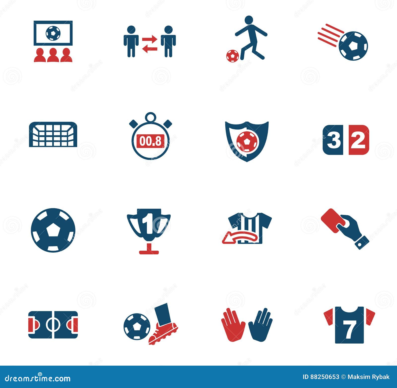 Football icon set stock vector. Illustration of field - 88250653