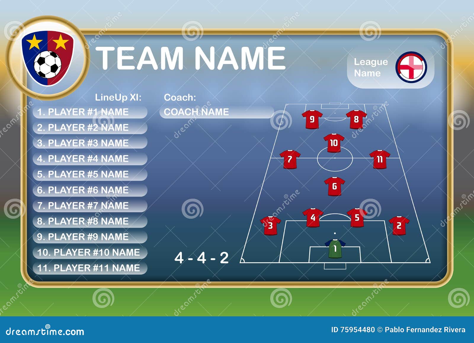 Football Lineup Eleven stock vector. Illustration of strategy - 75954480