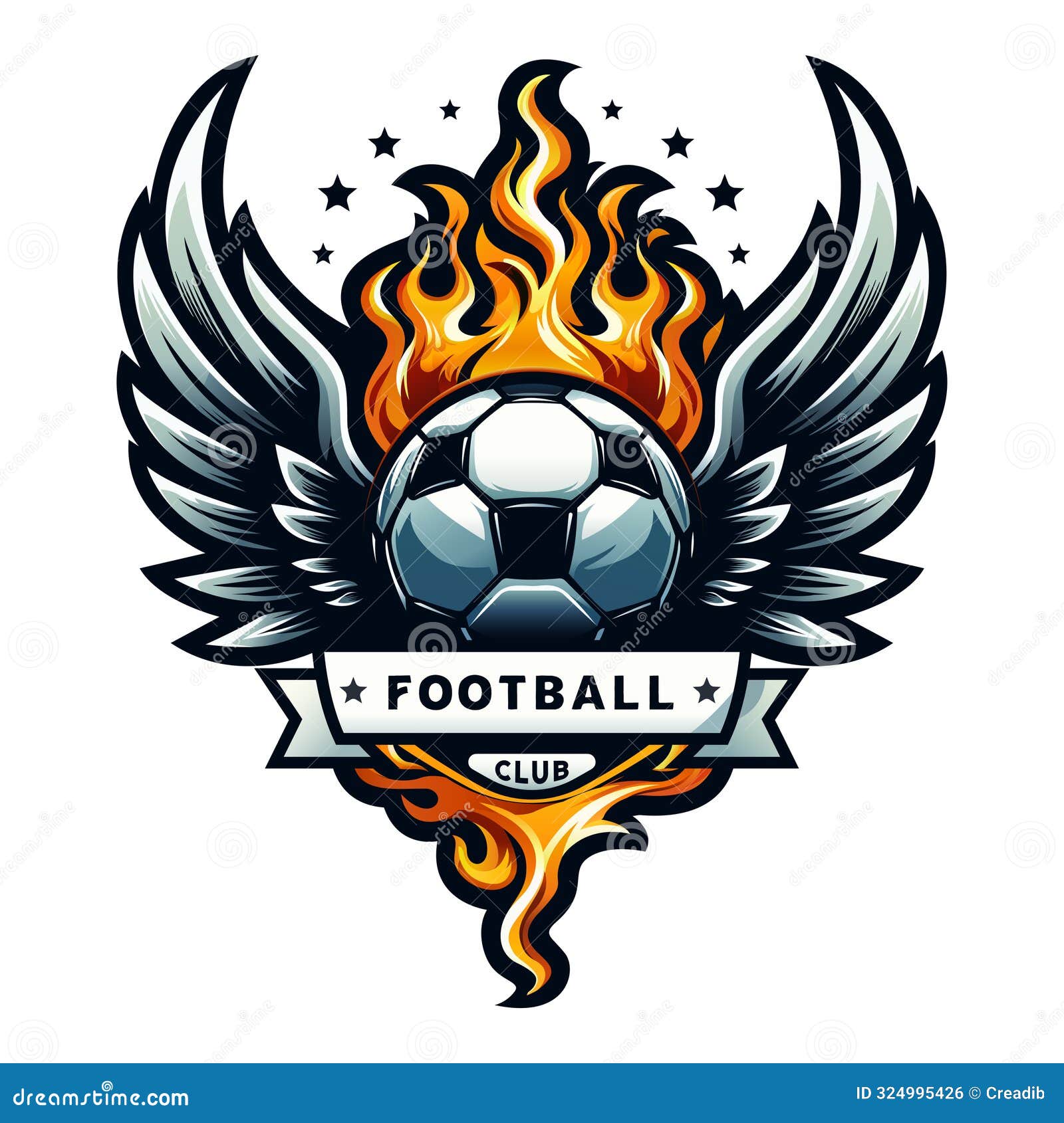 Football Logo Template Design with Ball, Wings and Fire Element Stock ...