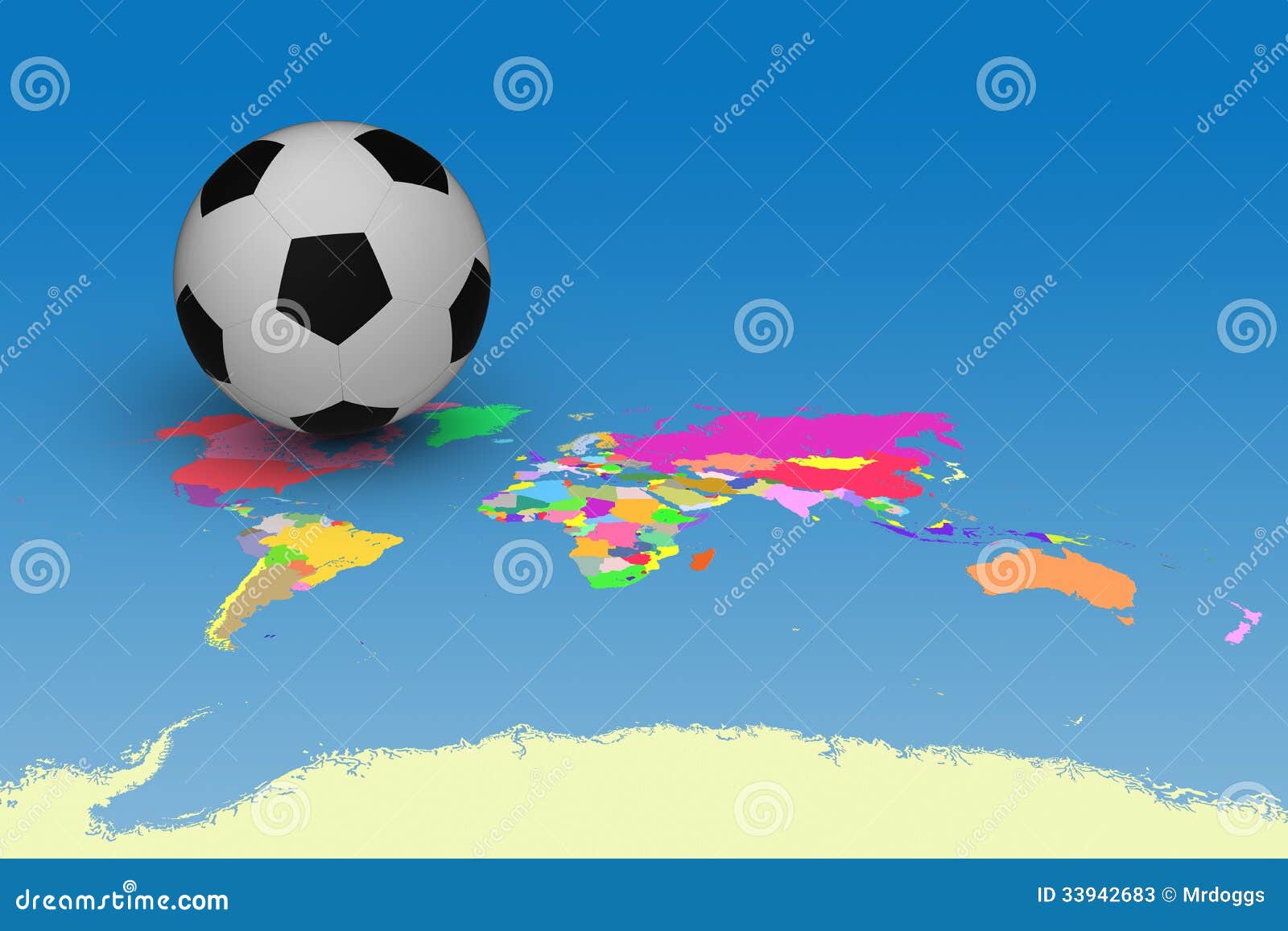 Football on map stock illustration. Illustration of antarctica - 33942683