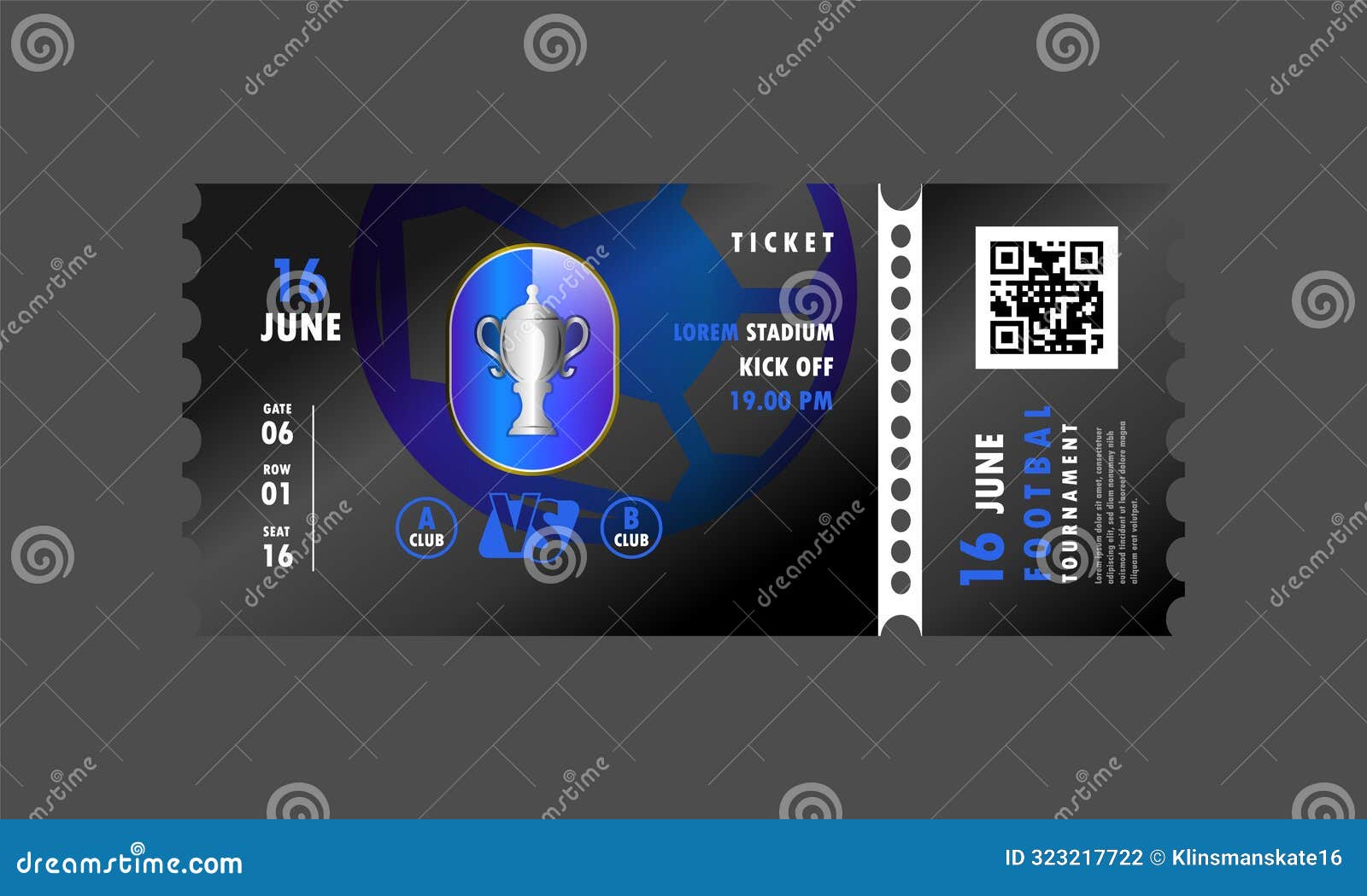 Football Match Ticket Template Design Graphic Stock Vector ...