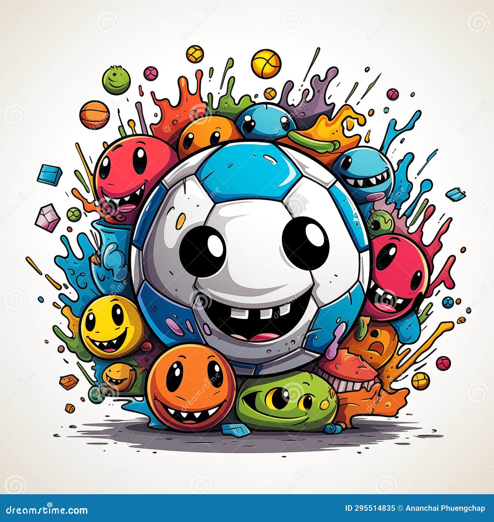 Football Monsters. Doodle Style Stock Illustration - Illustration of ...