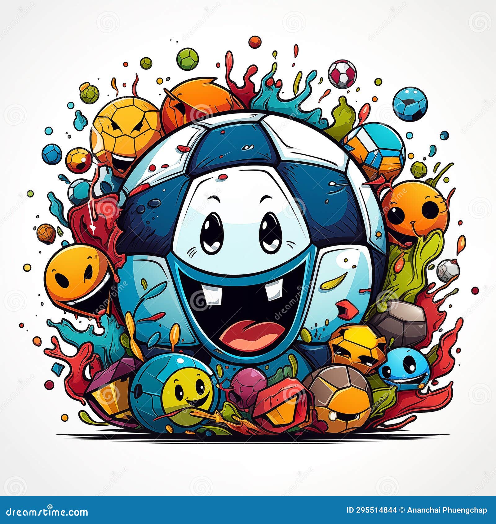 Football Monsters. Doodle Style Stock Illustration - Illustration of ...