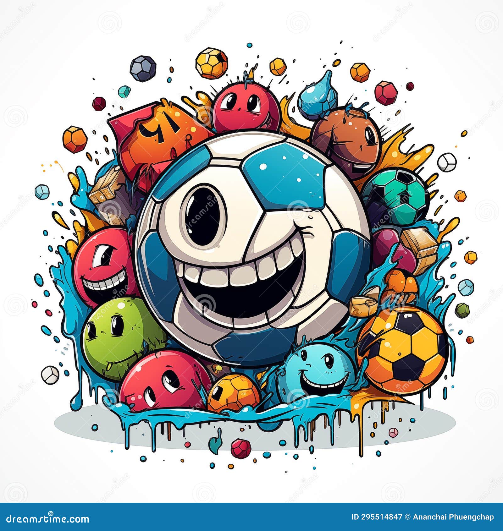 Football Monsters. Doodle Style Stock Illustration - Illustration of ...