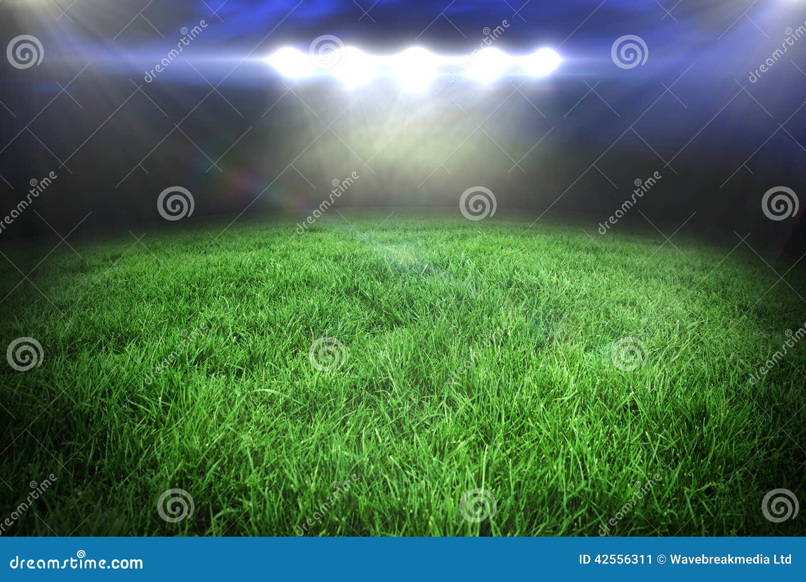 Football Pitch Under Spotlights Stock Illustration - Illustration of ...