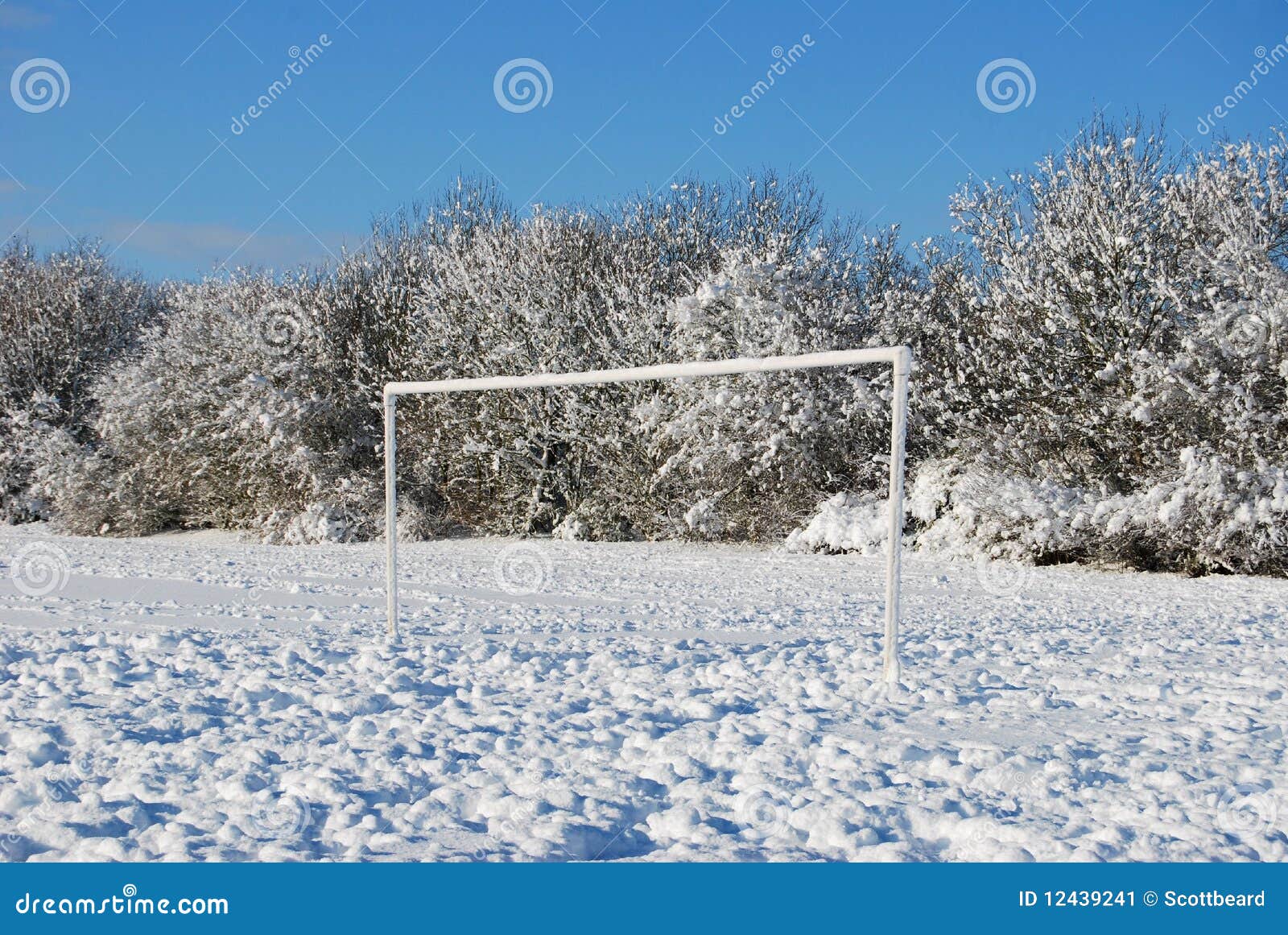 Football Pitch in Winter Snow Stock Image - Image of park, sport: 12439241