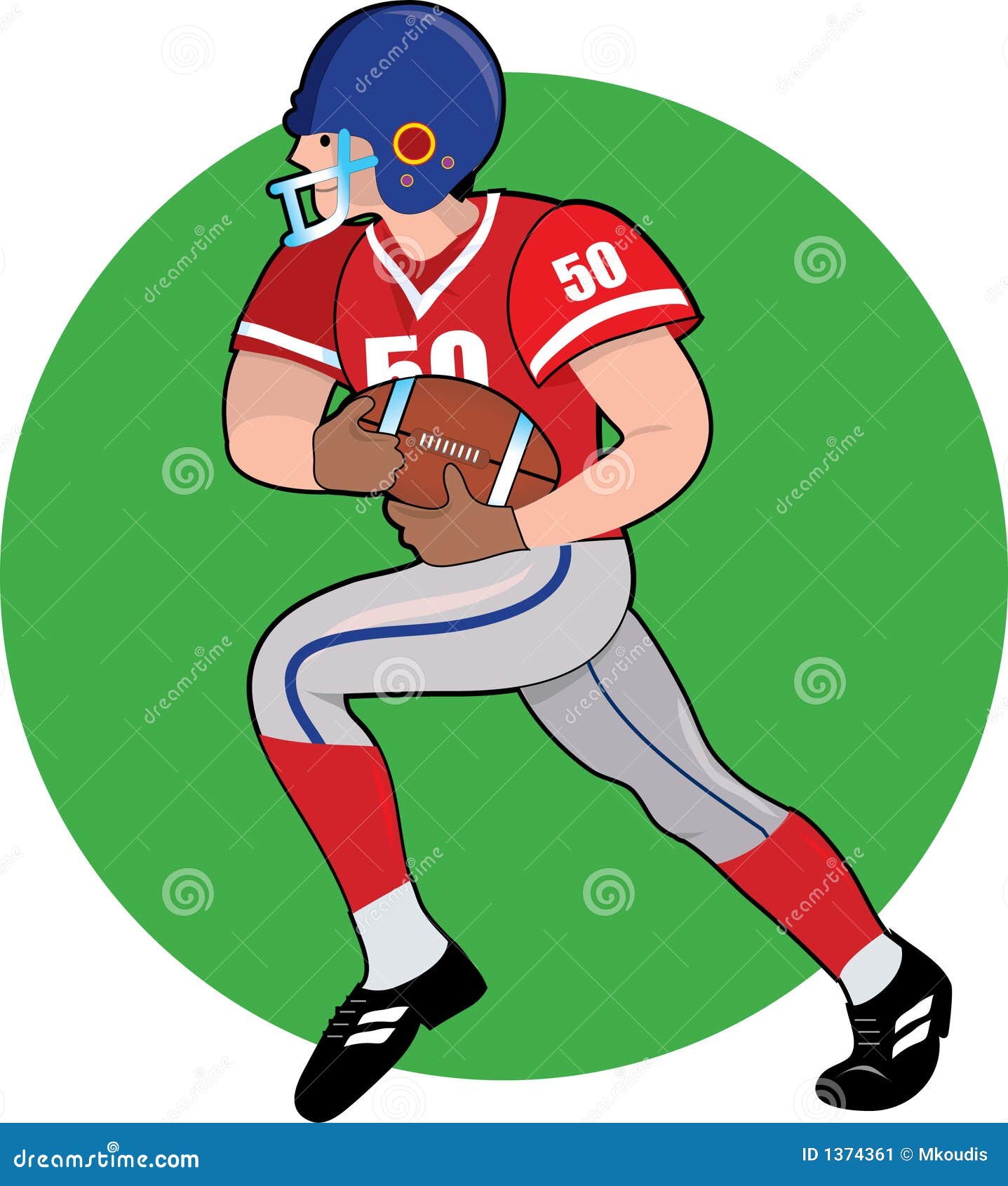 Defensive Football Player, American Football. Isolated Vector ...