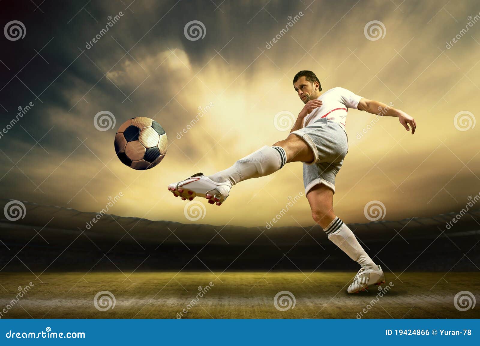 Football Player Running Out Of The Stadium Tunnel Stock Photo ...