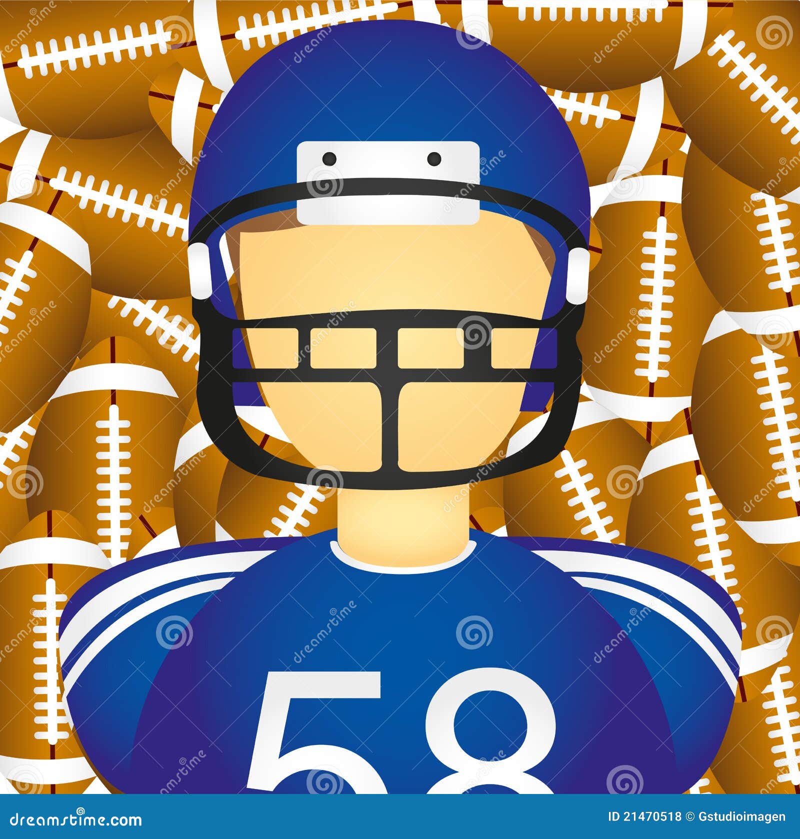Football player stock vector. Illustration of head, blue - 21470518