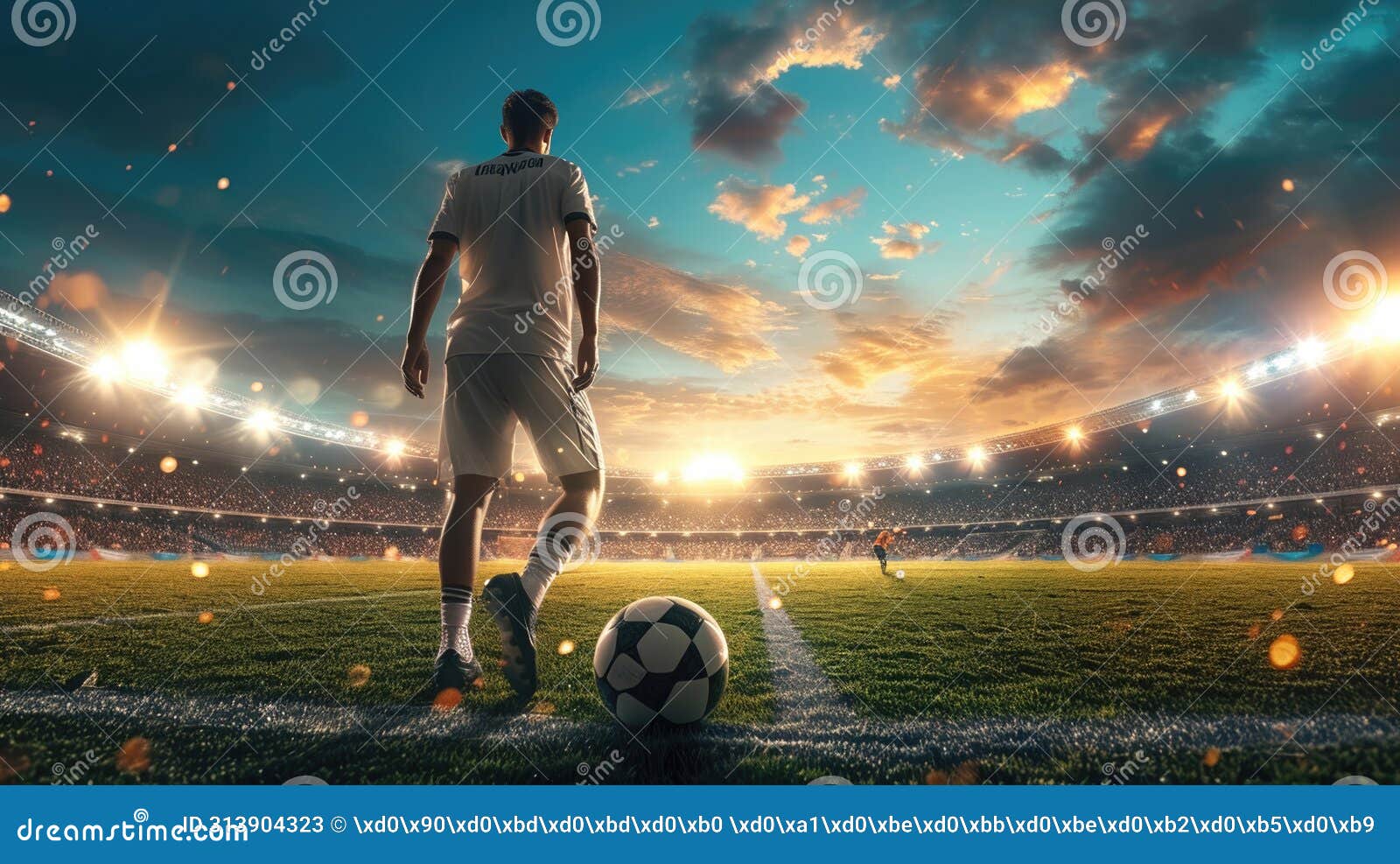Football Player with Ball in the Stadium, 3d Rendering Stock ...