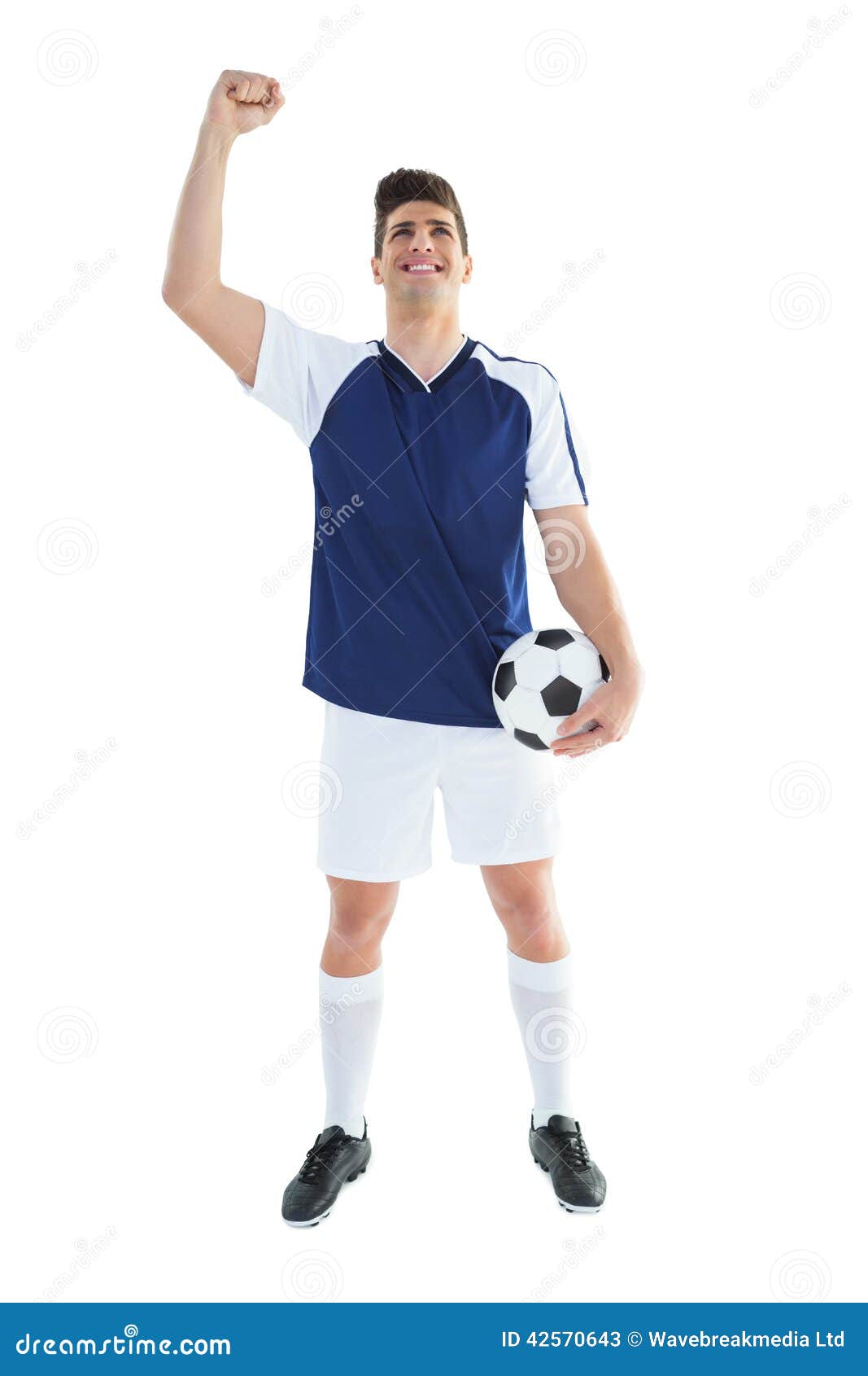Football Player in Blue Celebrating Stock Image - Image of sport ...