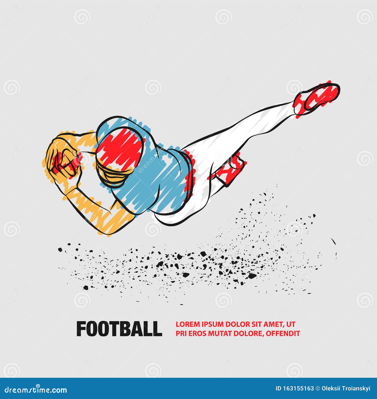 Football Player Catch Ball in a Jump. Vector Outline of Football Player ...