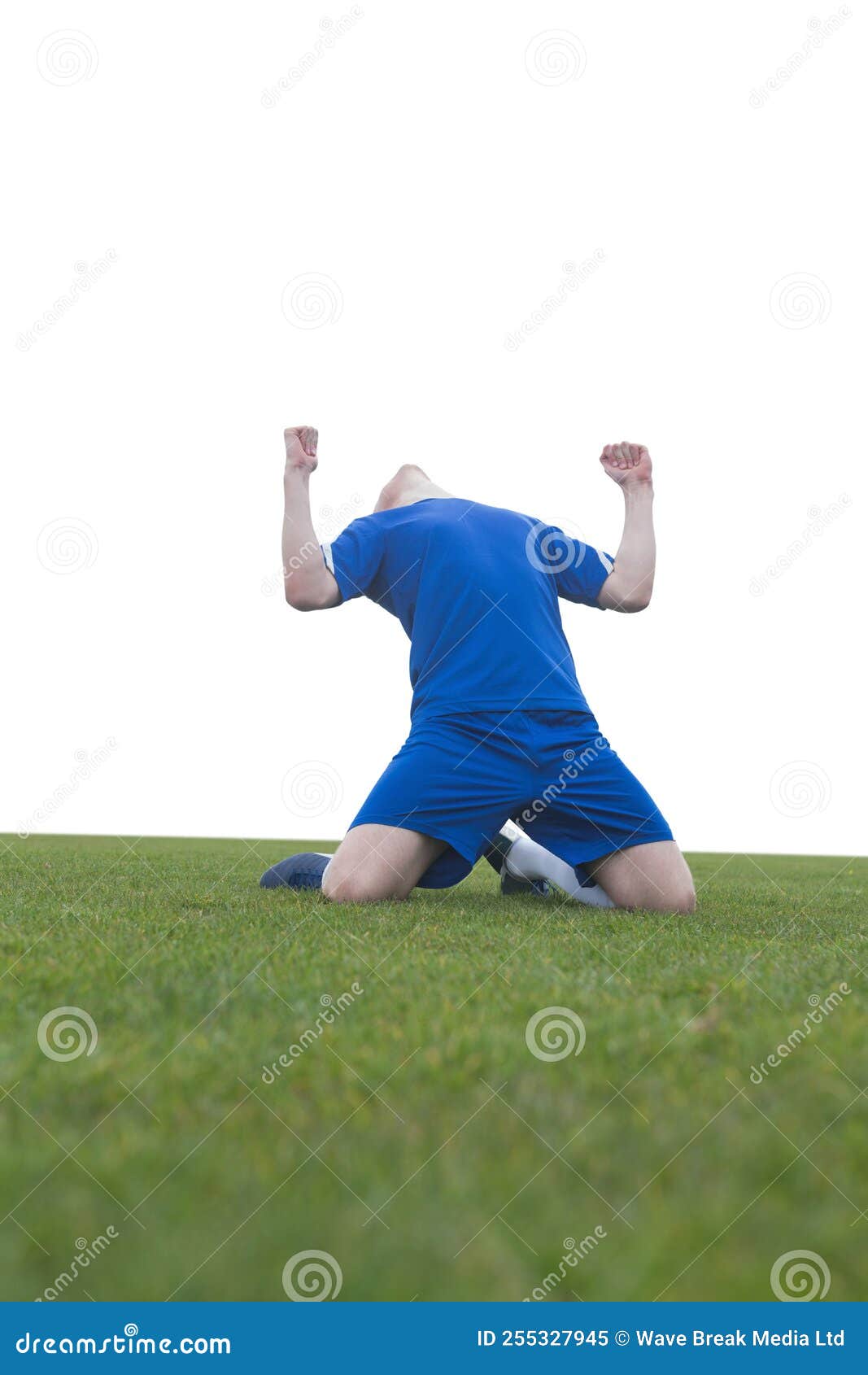 Football Player Celebrating Stock Image - Image of grass, blue: 255327945