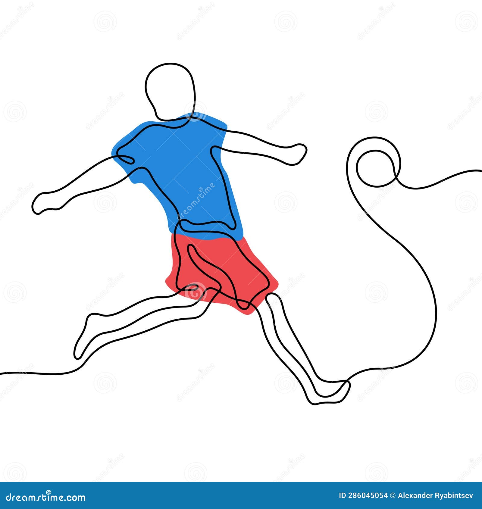 Football Player Colourful Continuous Line Vector Illustration Stock ...