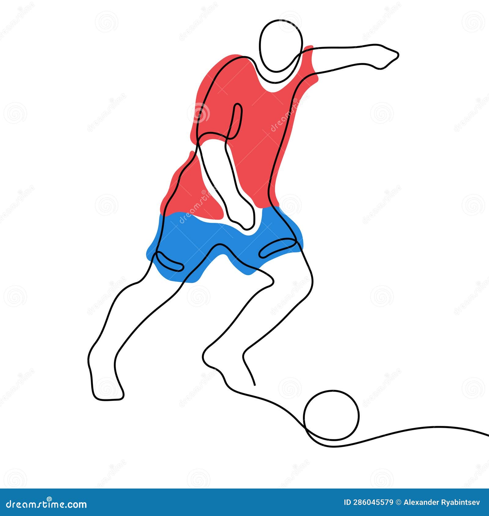 Football Player Colourful Continuous Line Vector Illustration Stock ...