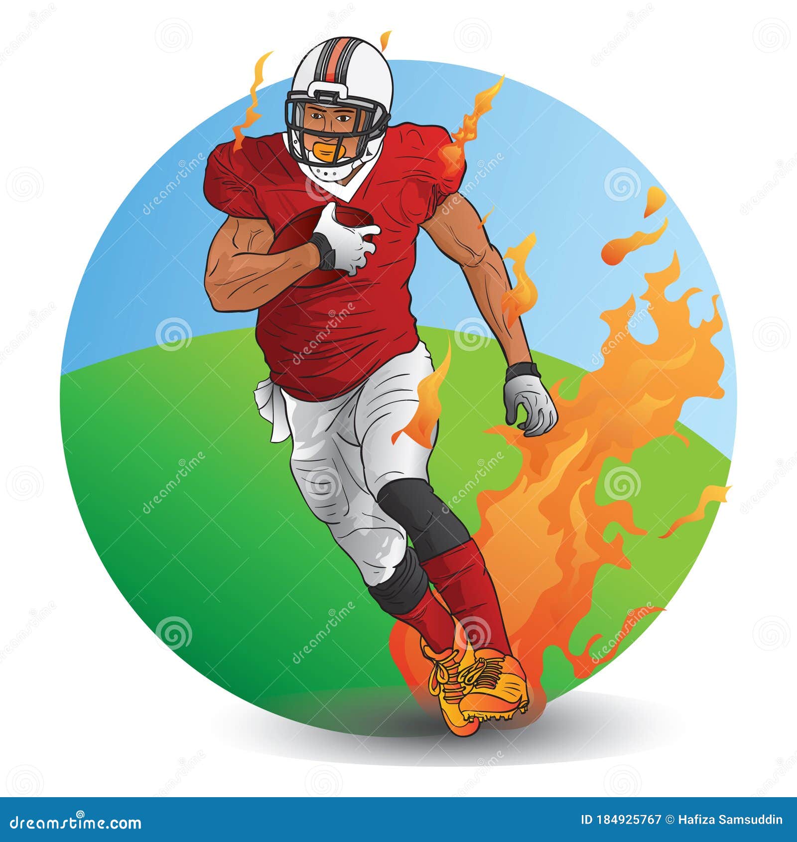 Football Player on Fire. Vector Illustration Decorative Background ...