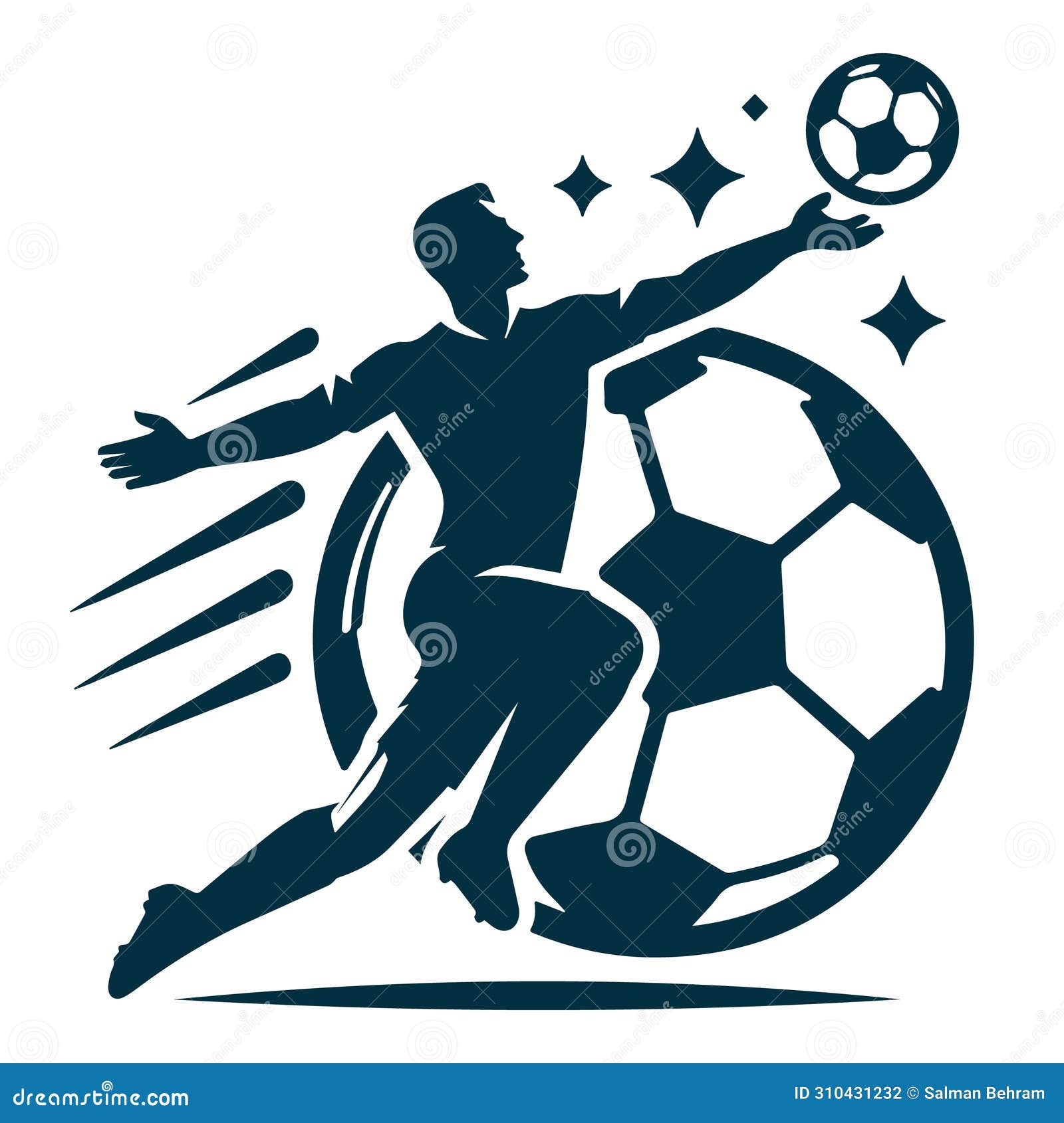 Football Player Flying with Ball Vector Illustration Stock Vector ...