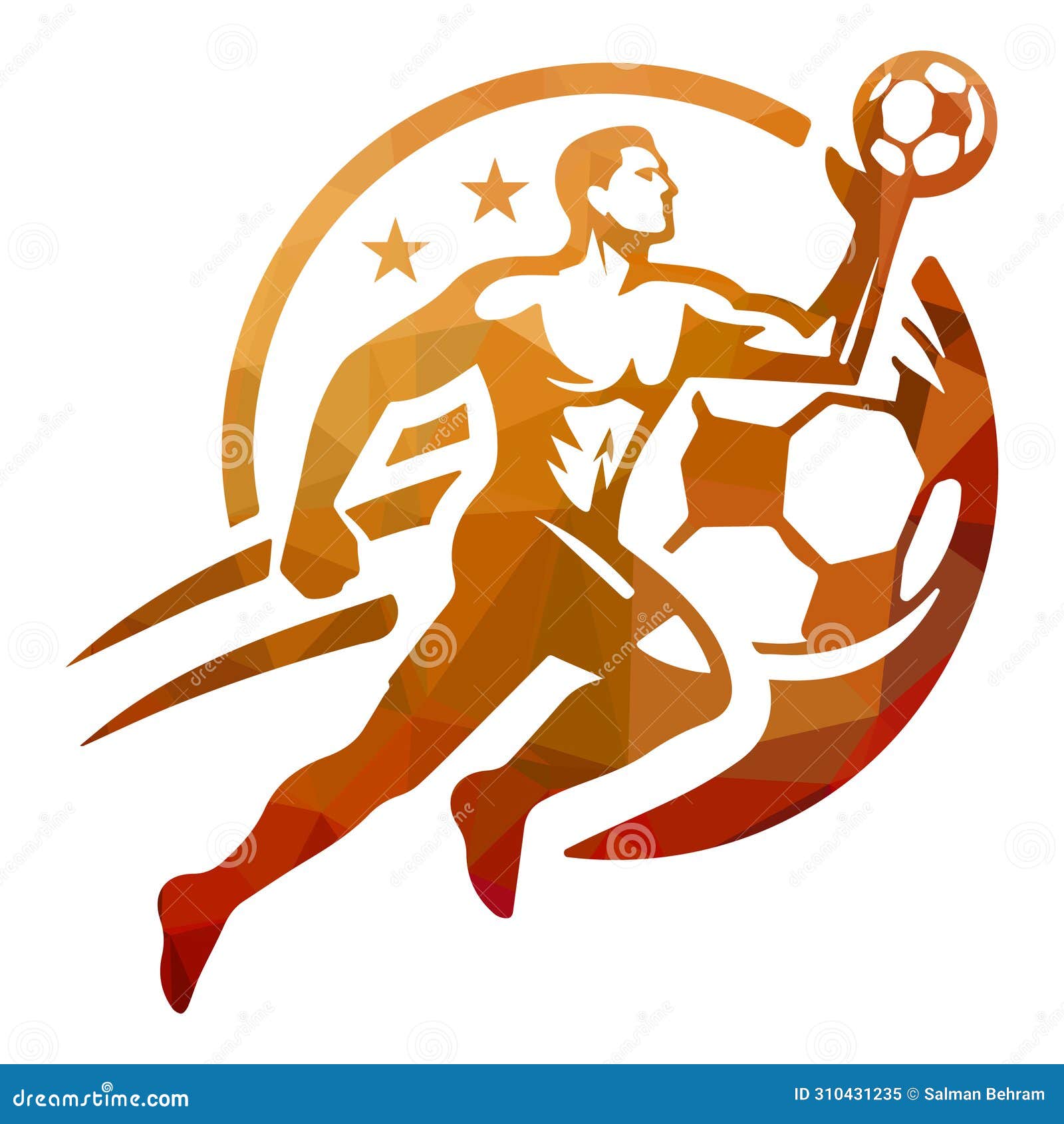 Football Player Flying with Ball Vector Illustration Stock Vector ...