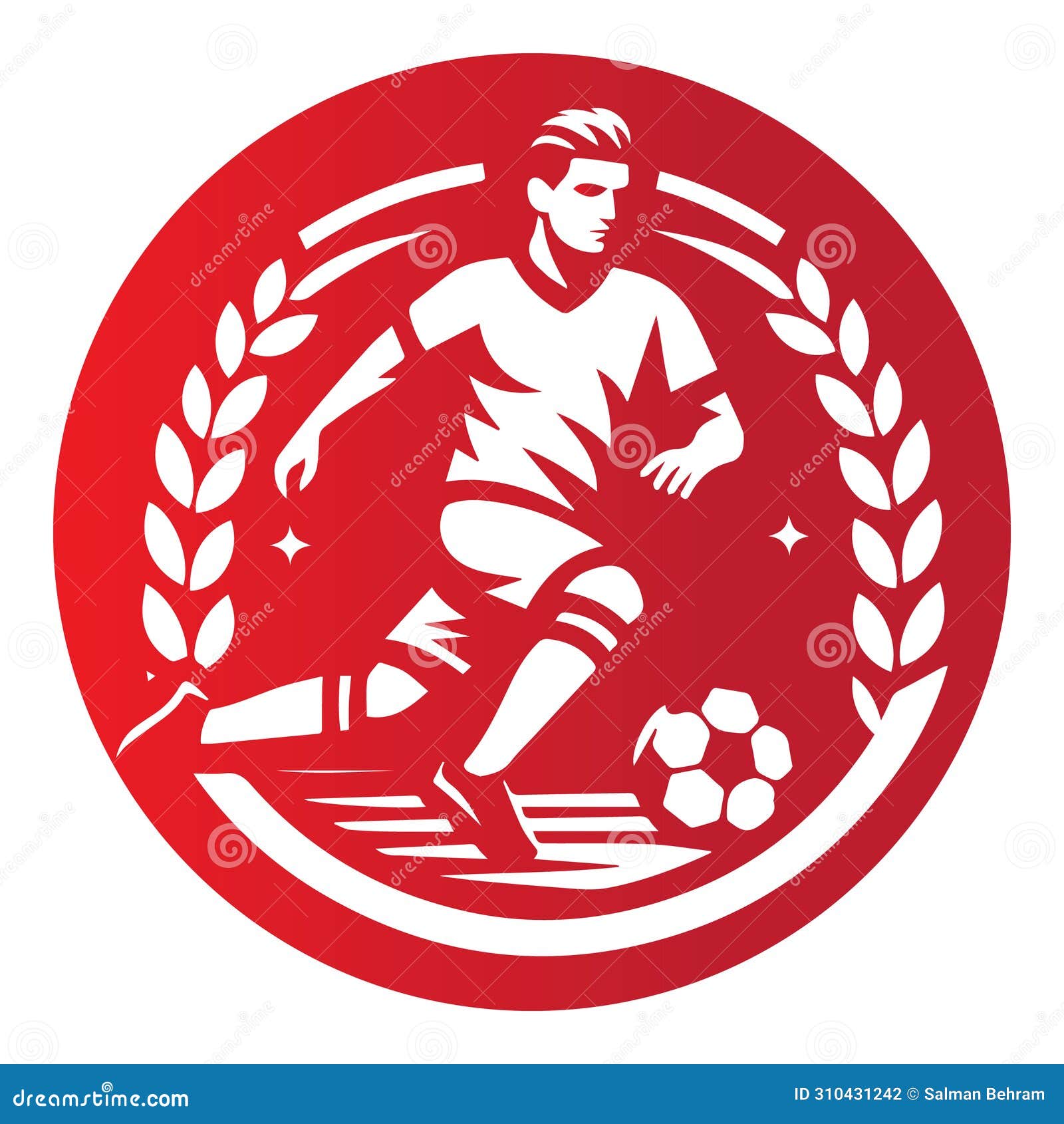 Football Player Inside a Shape of Circle Vector Illustration Stock ...