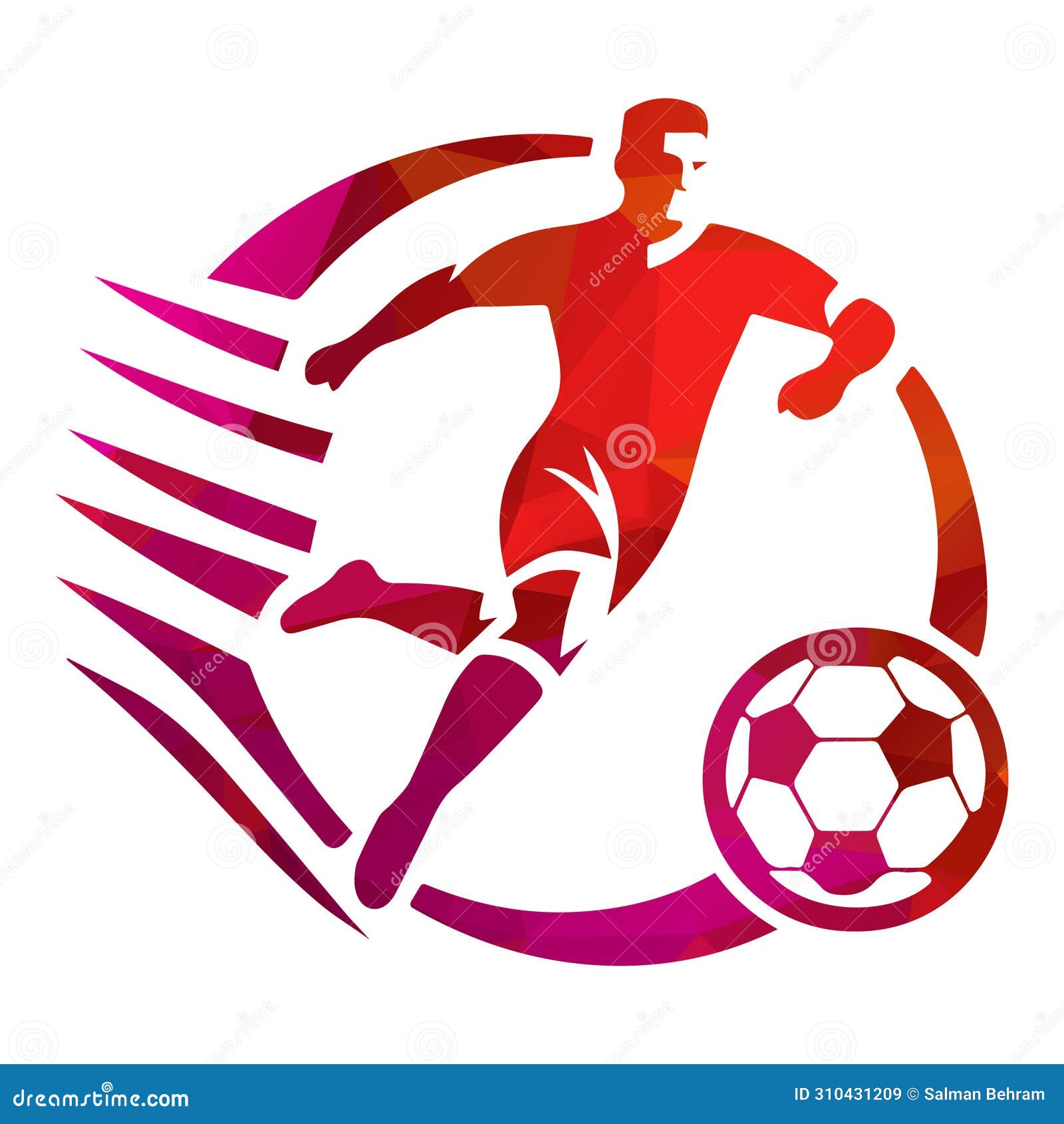 Football Player Inside a Unique Style Ring Vector Illustration Stock ...