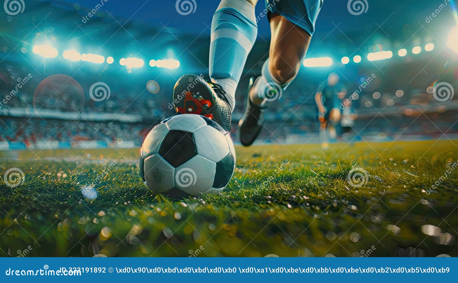 Football Player Kicks the Ball. Selective Focus Stock Photo - Image of ...