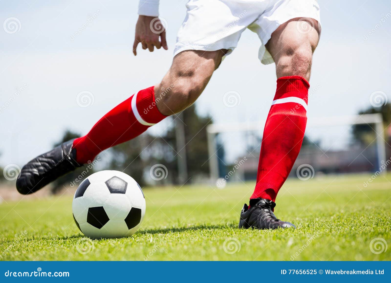 Football Player Practicing Soccer Stock Image - Image of determination ...