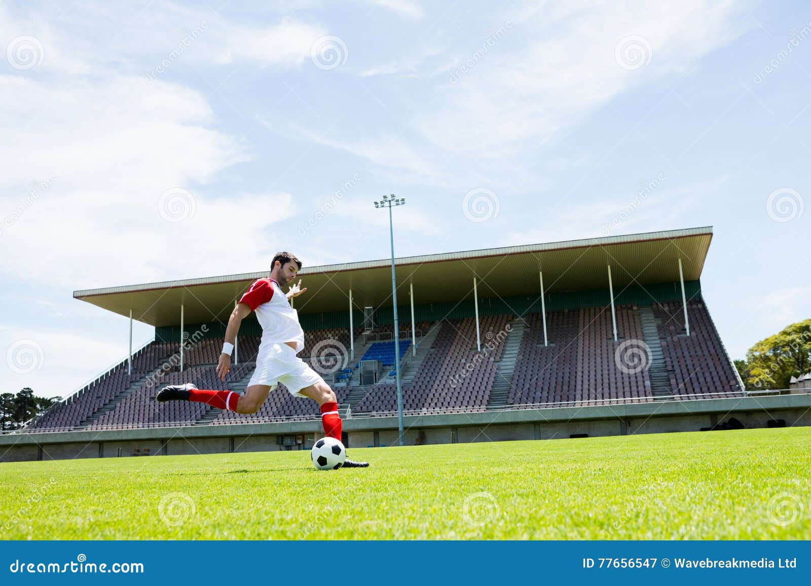 Football Player Practicing Soccer Stock Image - Image of adult, kicking ...