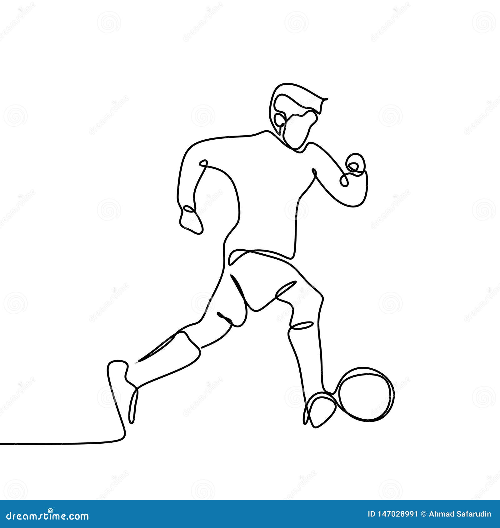 Football Player Running Dribbling A Ball Continuous Line Drawing ... Football Player Running Dribbling A Ball Continuous Line Drawing ...