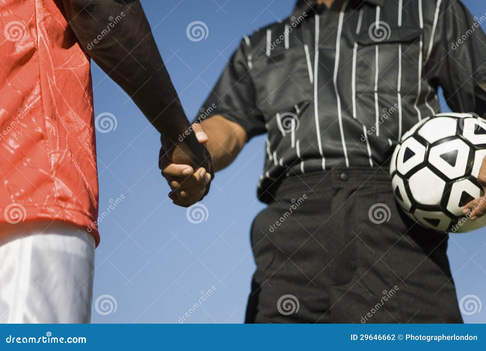 Football Player Shaking Hand with Referee Stock Photo - Image of ...