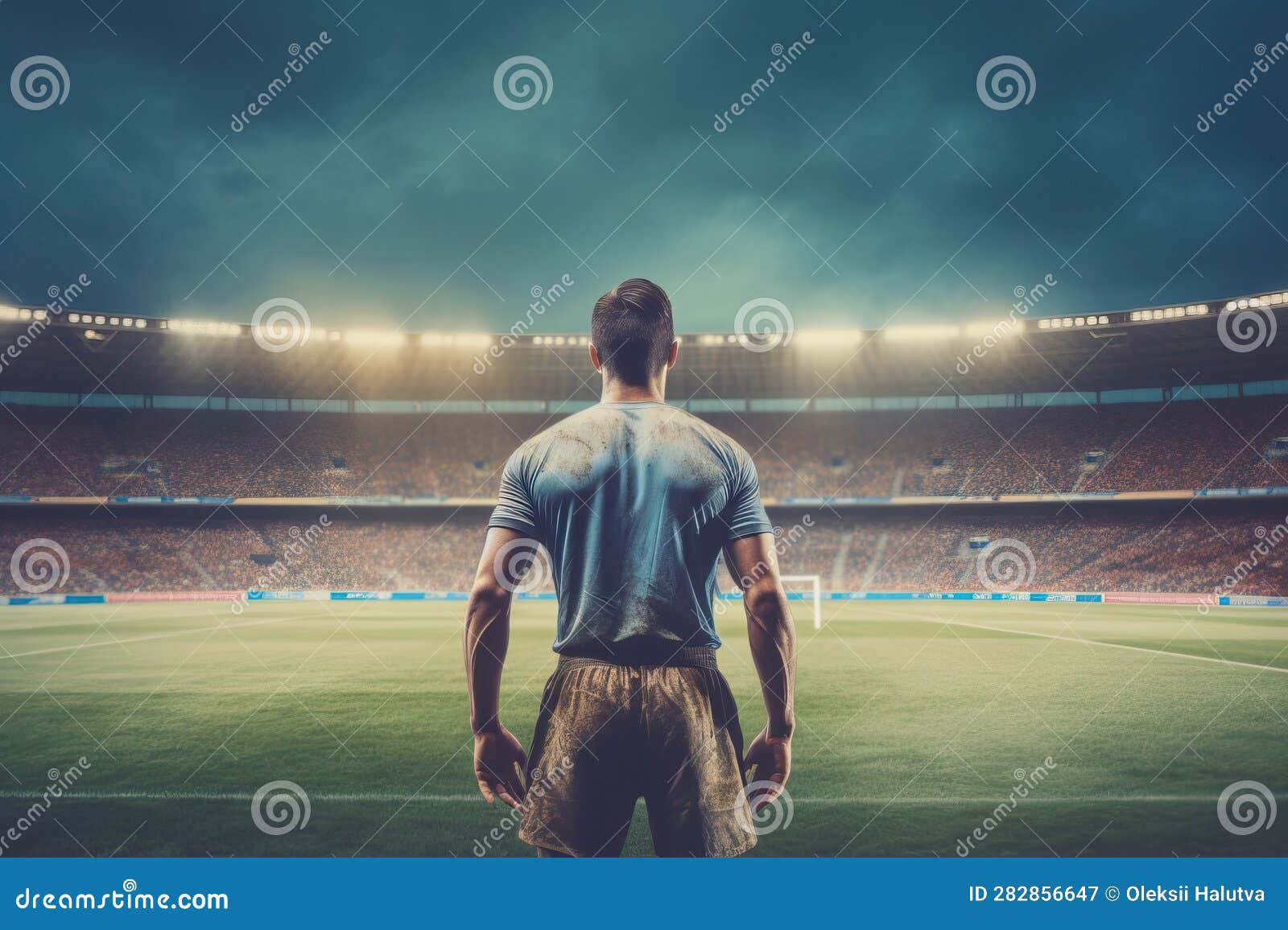 Football Player in the Stadium Rear View Stock Illustration ...