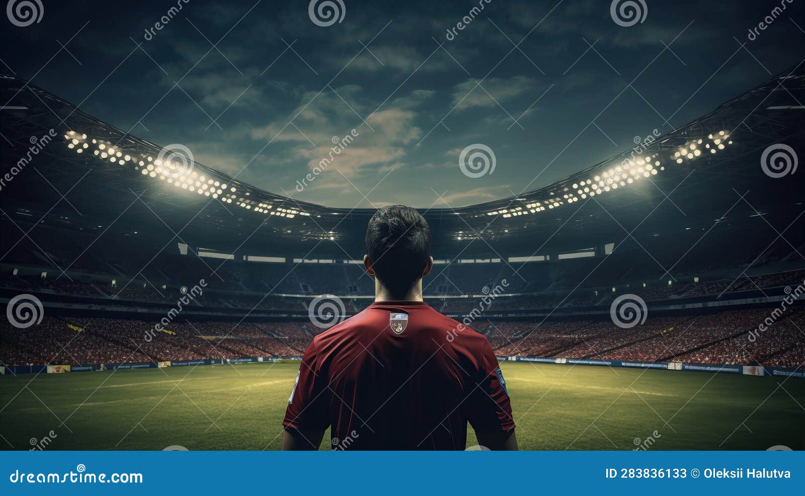 Football Player in the Stadium Rear View Stock Illustration ...