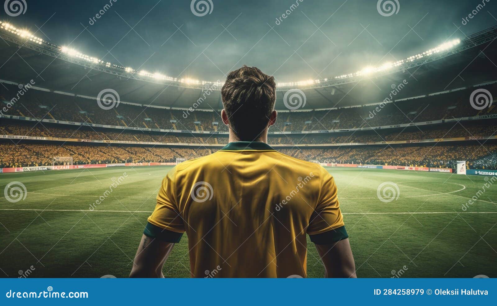 Football Player in the Stadium Rear View Stock Illustration ...